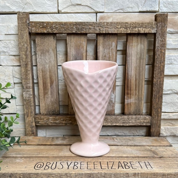 Dining | Pink Ceramic Waffle Ice Cream Cone Cup | Poshmark